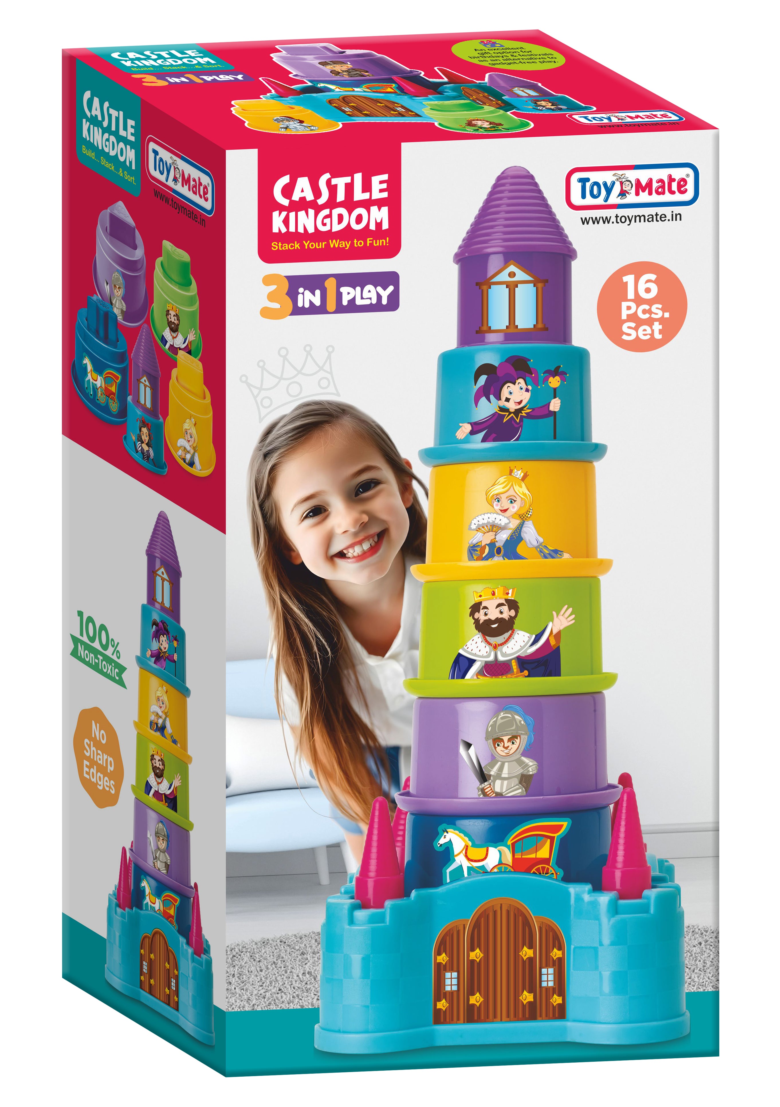 Castle Kingdom 🏰 – 3-in 1 Stack, Build & Sort Toy Set (16 Pcs) – TOYMATE